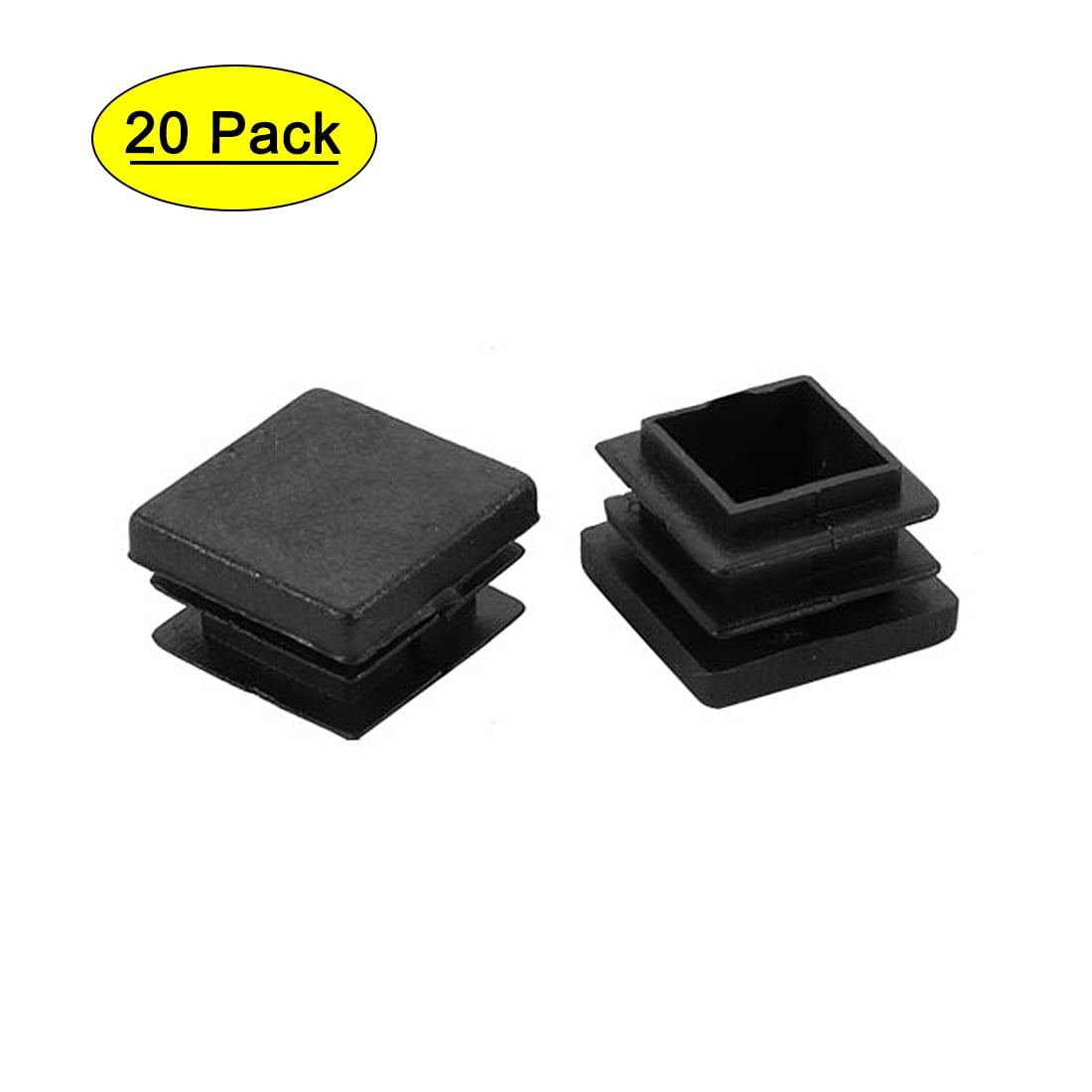 20pcs 22x22mm Black Plastic Square Chair Leg Floor Insert Cover ...