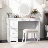 Costway White Vintage Home Office Workstation: Spacious Computer Desk ...