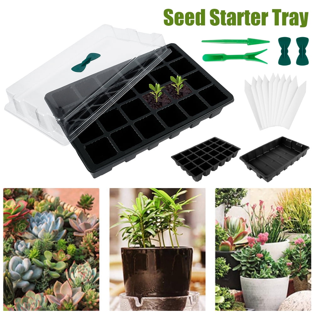 BUTORY 3 Pcs 24 Cells Plant Seed Starter Tray Plastic Tray Pot with ...