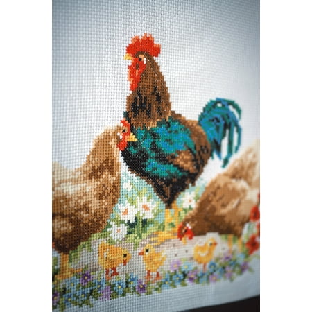 Vervaco Counted Cross Stitch Table Runner Kit 12.8"X33.6"-Rooster And ...