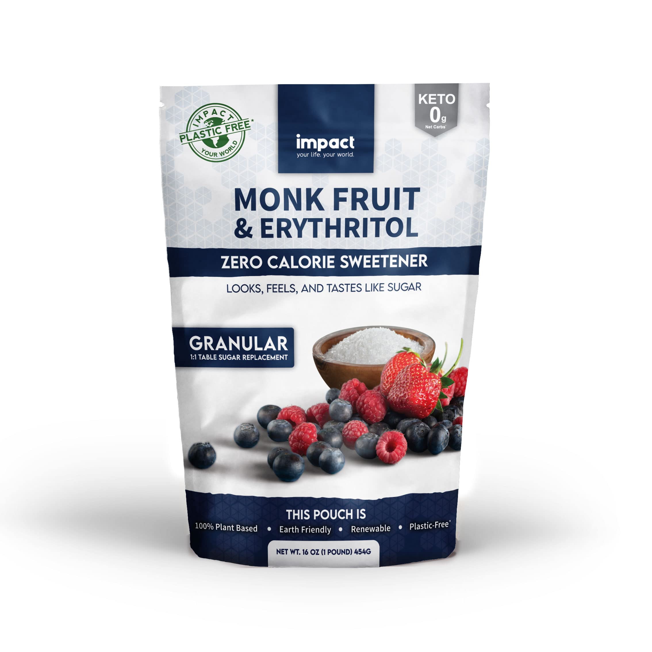 Impact Products Monk Fruit Erythritol Sweetener, Zero Calorie Blend ...