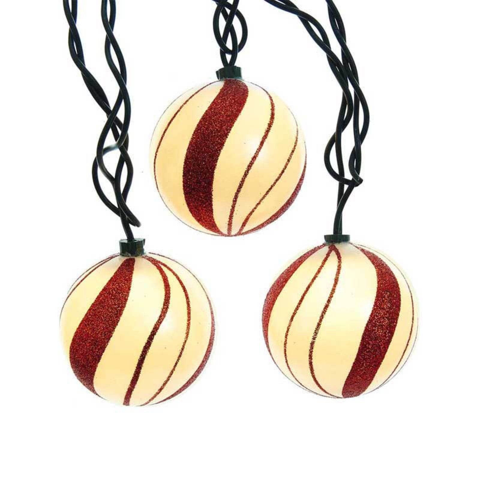Kurt Adler 10-Light Red and White Fancy Balls Light String Set ...