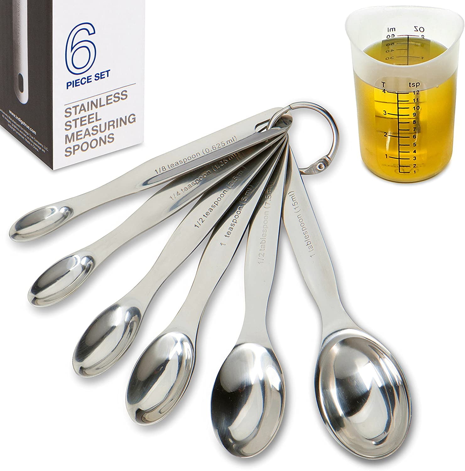 Stainless Steel Measuring Spoons Stackable - 6 pcs with FREE Flexible ...
