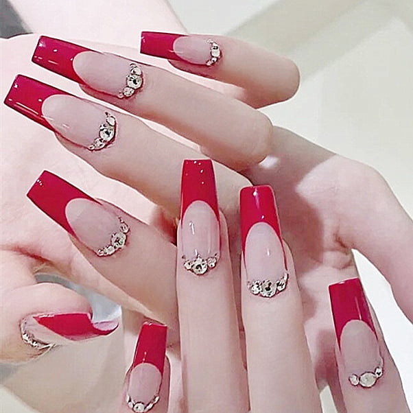 24pcs Press On False Nails Fake Nail Salon Full Cover Design for Women ...