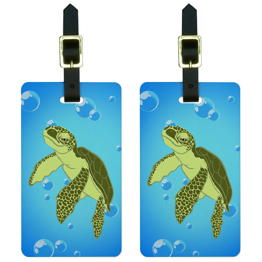 Sea Turtle Ocean Cute Luggage Tags Suitcase Carry-On ID, Set of 2 ...