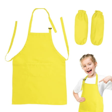 Children's apron and cuff, adjustable kids' apron large pocket kitchen ...