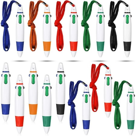 Retractable Pen On Lanyard Neck Pens Pen In A Rope Shuttle Pen 4 Color ...