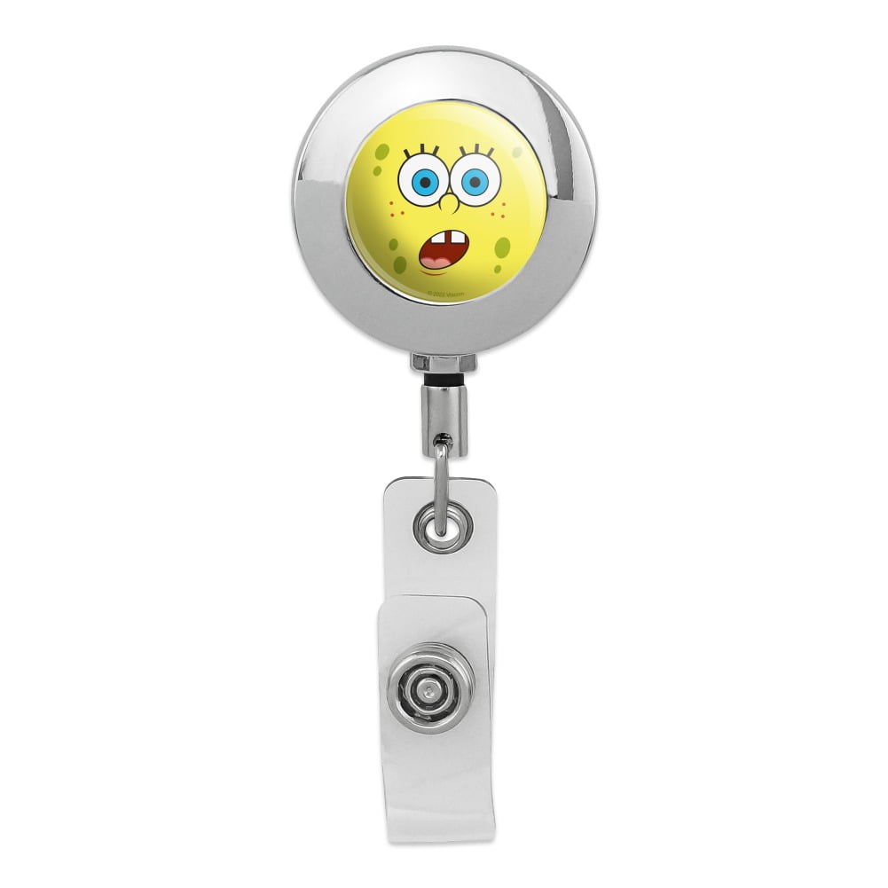SpongeBob Surprise Face Retractable Reel Premium Metal Chrome Badge ID ...