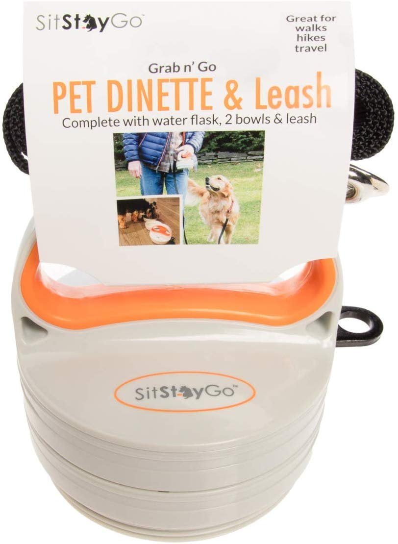 SitStayGo Compleash Travel Pet Bowl & Walking Leash System; Holds Dog ...