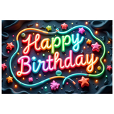 Yatrandify Colorful Stars Happy Birthday Neon Letter Banner for ...