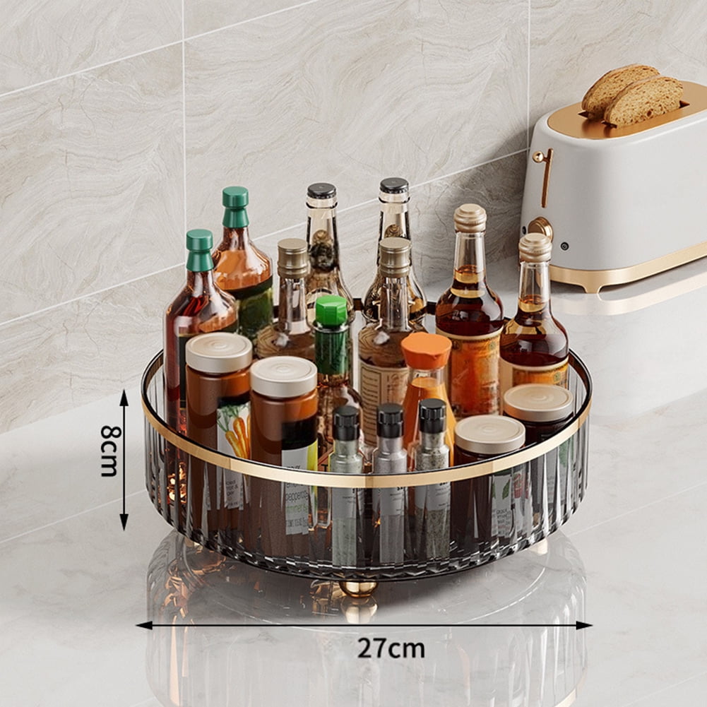 Kitchen Transparent Rotating Storage Rack Organizer 360 Degree Rotating ...