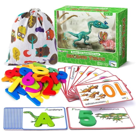 HTCM Dinosaur Alphabets and Numbers Flash Cards Set-ABC Letter Puzzle ...