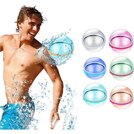 6 Pieces Reusable Water Bombs Water Balloons Splash Ball Self-filling ...
