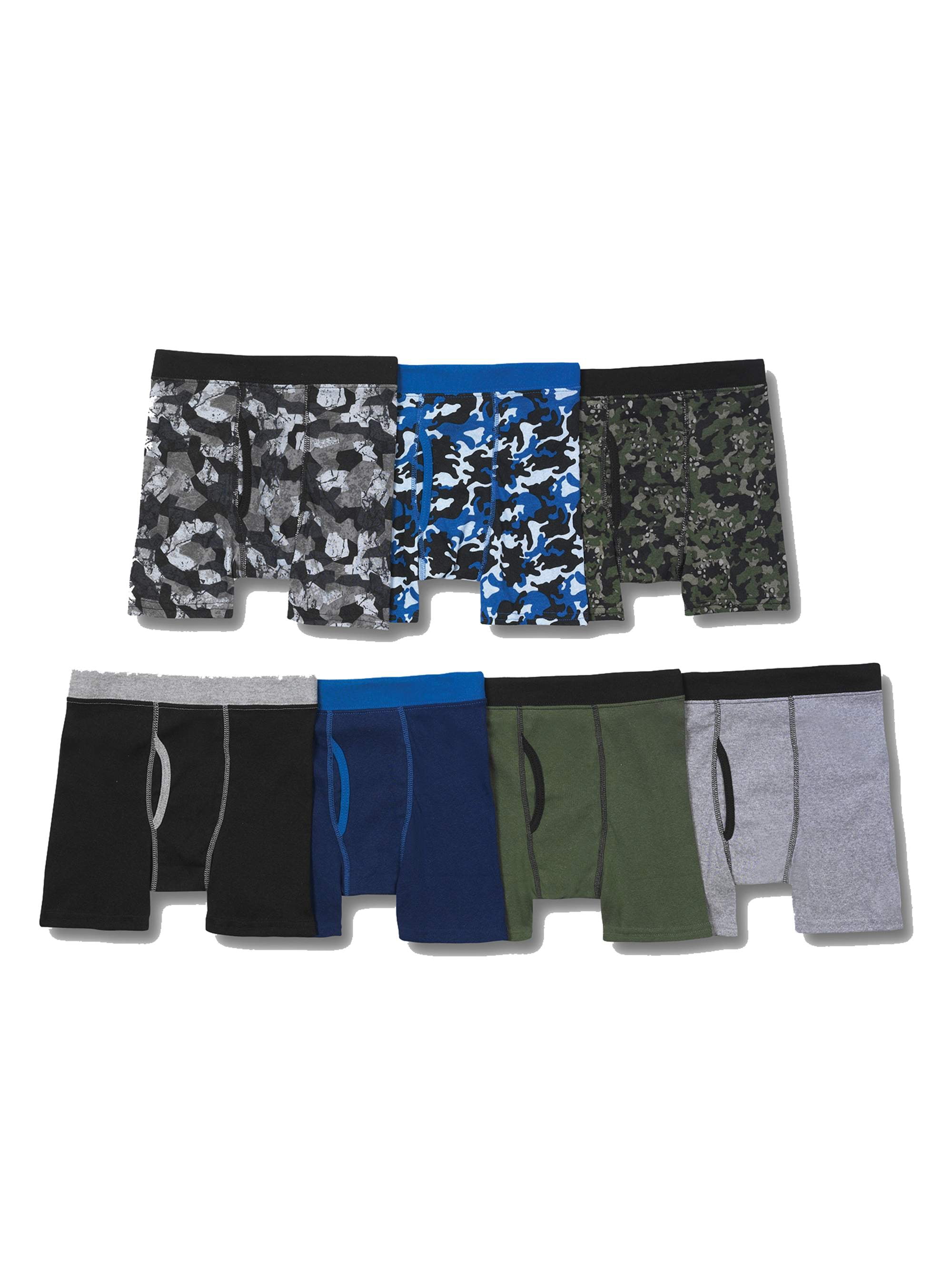 Boys' ComfortSoft Waistband Printed Boxer Briefs, 7 + 1 Bonus Pack ...