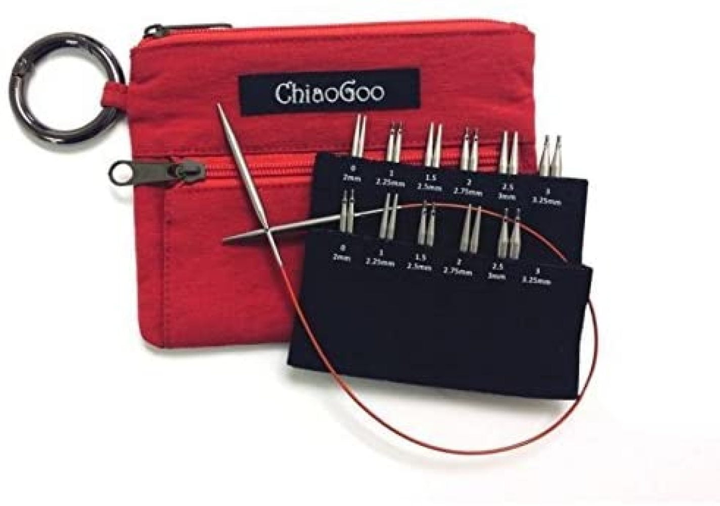 CHIAOGOO Interchangeable Needle Tips Twist Red Lace Mini Stainless ...