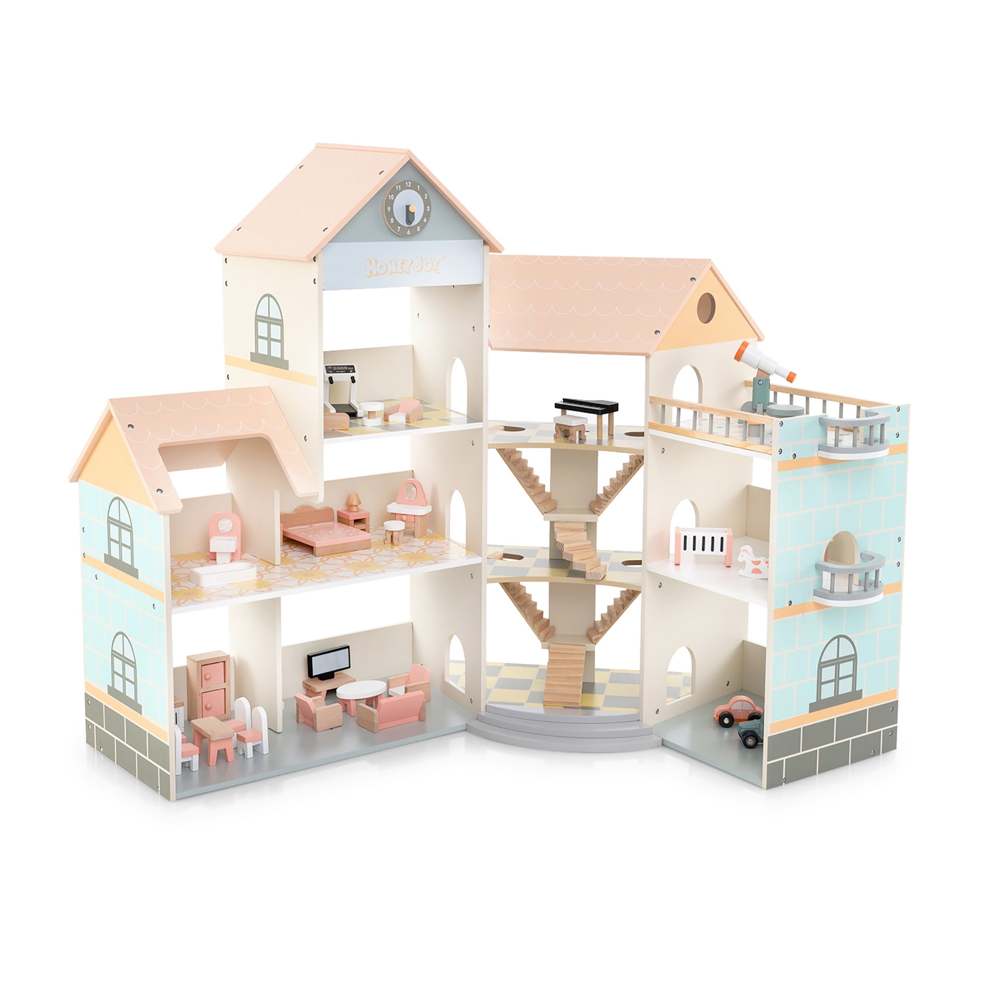 Click here for Gymax Wooden Corner Dollhouse Playset W/ 41 Pieces... prices
