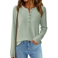 PRETTYGARDEN Women's Long Sleeve Waffle Knit Shirts Fall Casual Button ...
