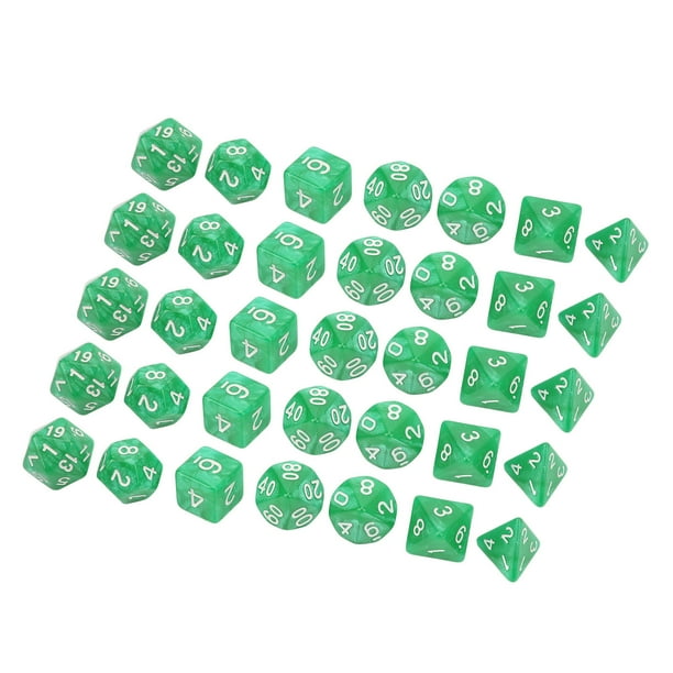 35Pcs Plastic Dice Kit Pearl Pattern White Numbers Polyhedral Dices for ...