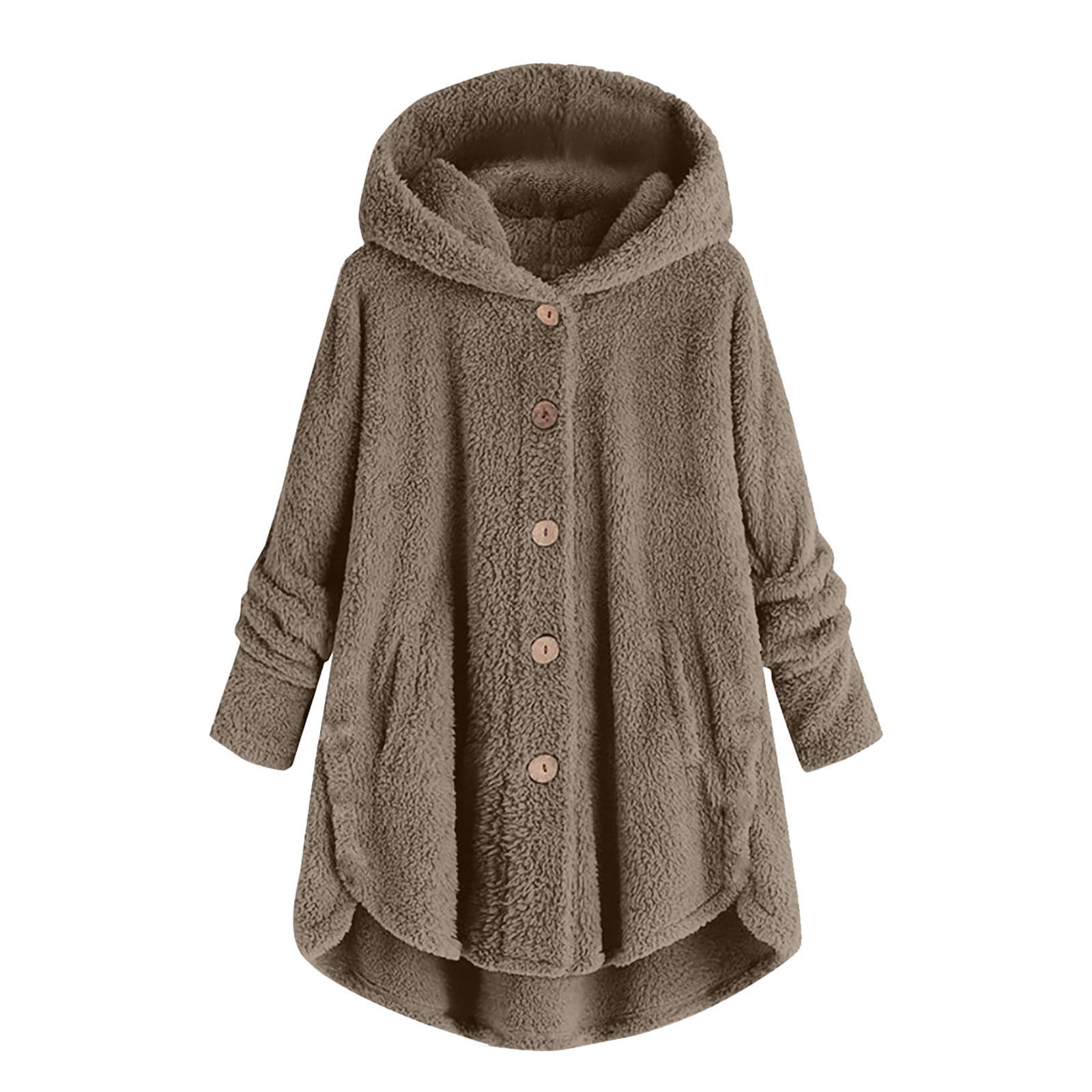 HBFAGFB Winter Coats for Women Casual Comfort Side Slit Button Hooded ...