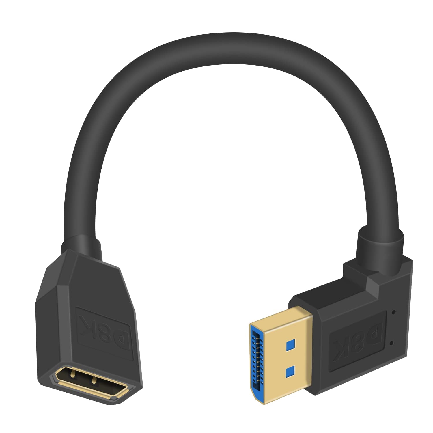 Right Angle Displayport 1.4 Cable, 90 Degree Displayport Extension ...