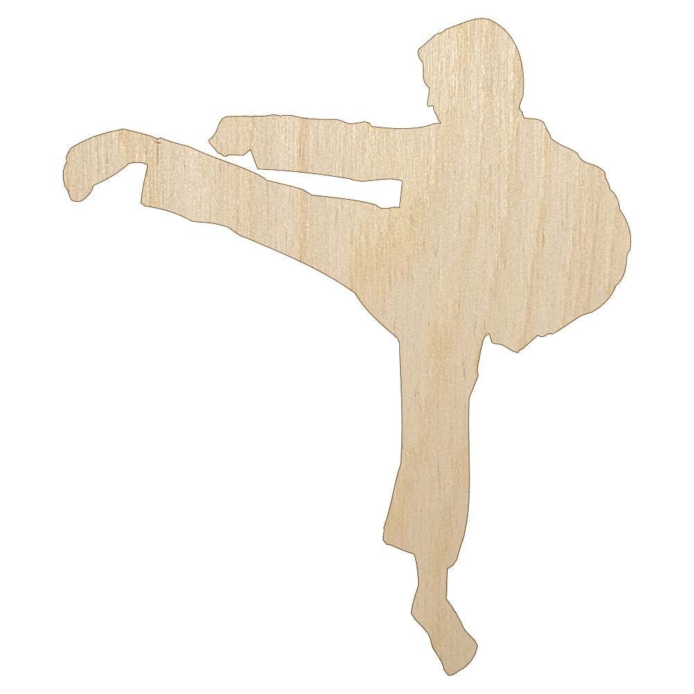 Martial Arts Karate Kick Solid Wood Shape Unfinished Piece Cutout Craft ...