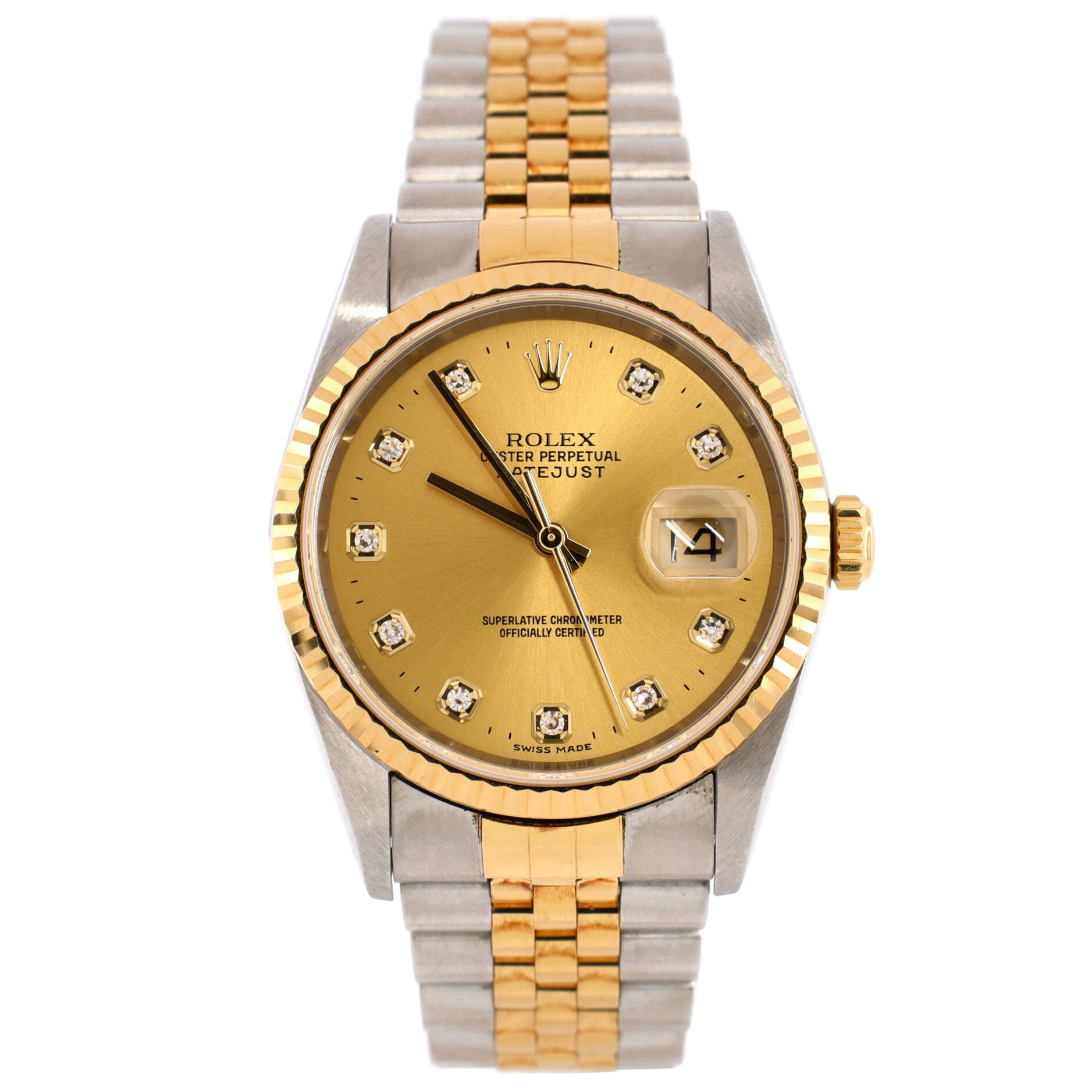 Pre-Owned Oyster Perpetual Datejust Automatic Watch Stainless Steel and Yellow Gold with Diamond ...