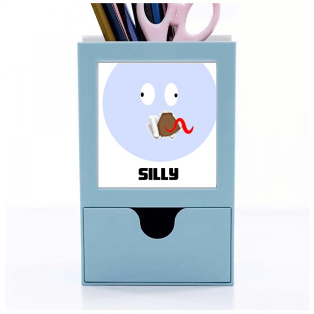Silly Blue Emotion Wriggling Tongue Desk Supplies Organizer Pen Holder ...