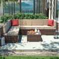 ECOPATIO 7 Pieces Patio Conversation Set, Outdoor Sectional PE Rattan ...