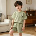 SGMVNU Boys Girls 2 Piece Summer Knit Outfits Chest Pocketed Short ...