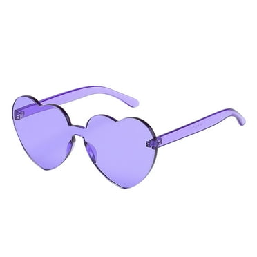 Womens Heart Shape Rimless Shield Hippie Groove Valentine Sunglasses ...