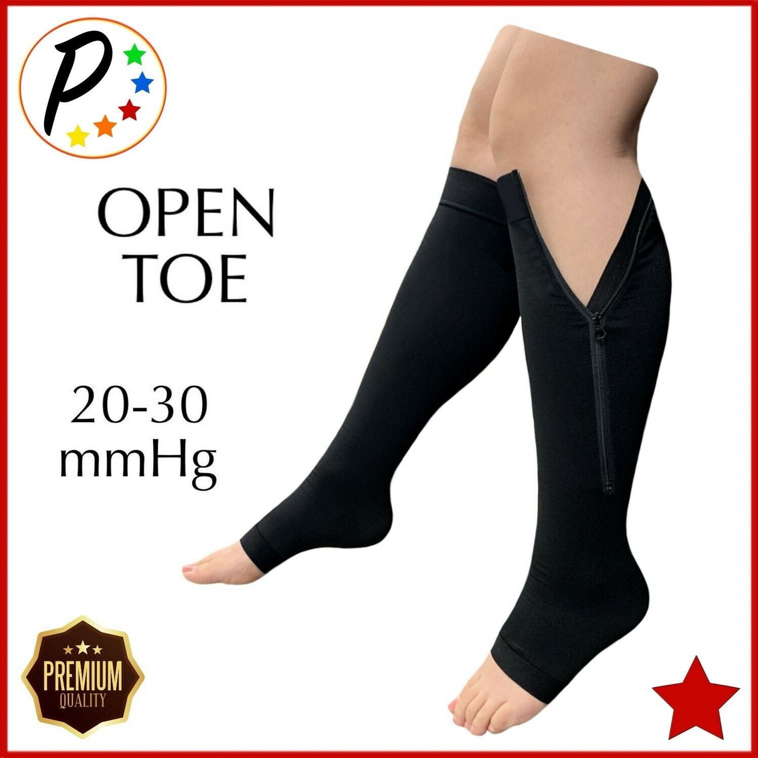 Presadee Premium Open Toe 20-30 mmHg Firm Compression With YKK Zipper ...
