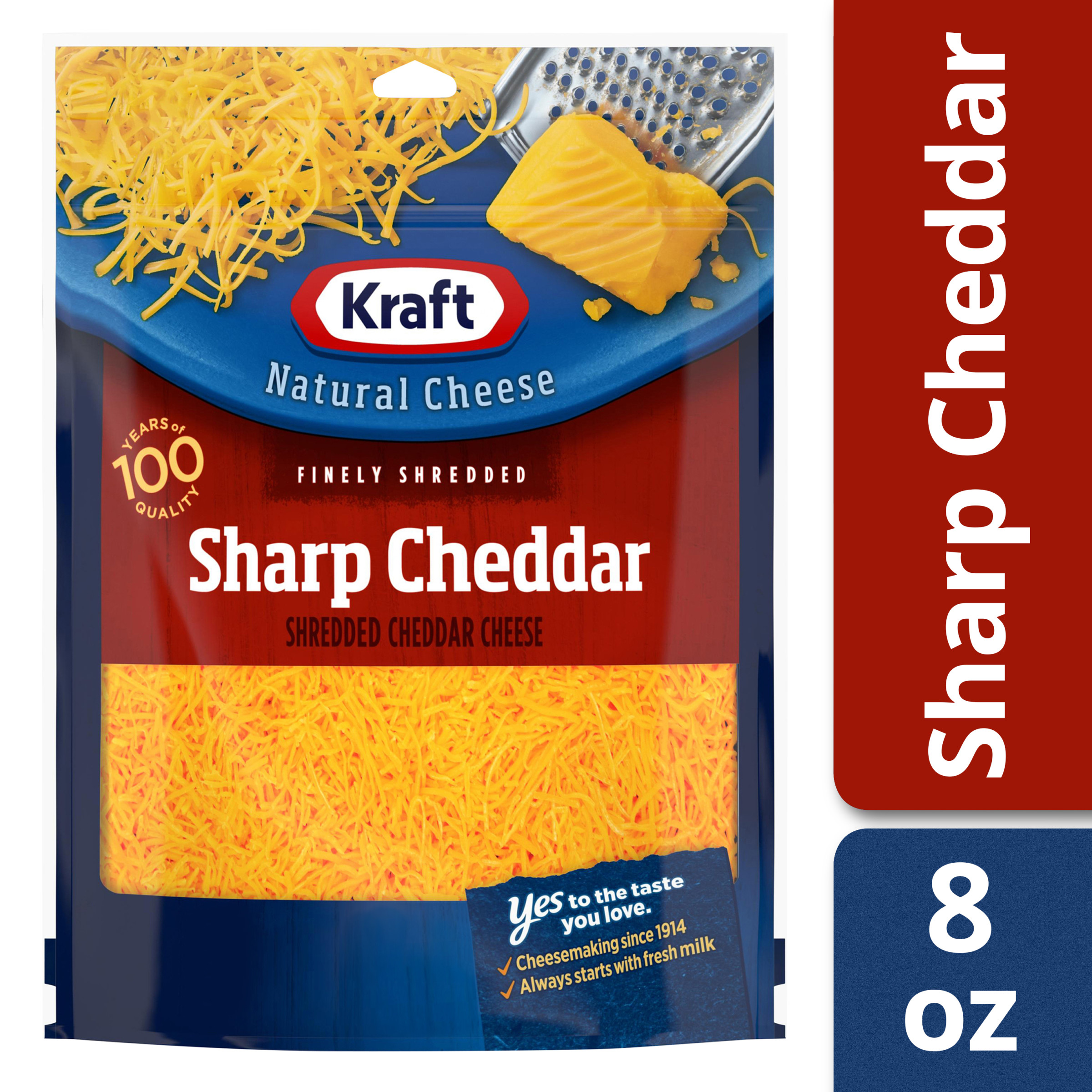 Kraft Sharp Cheddar Finely Shredded Cheese 8 Oz Bag Walmart