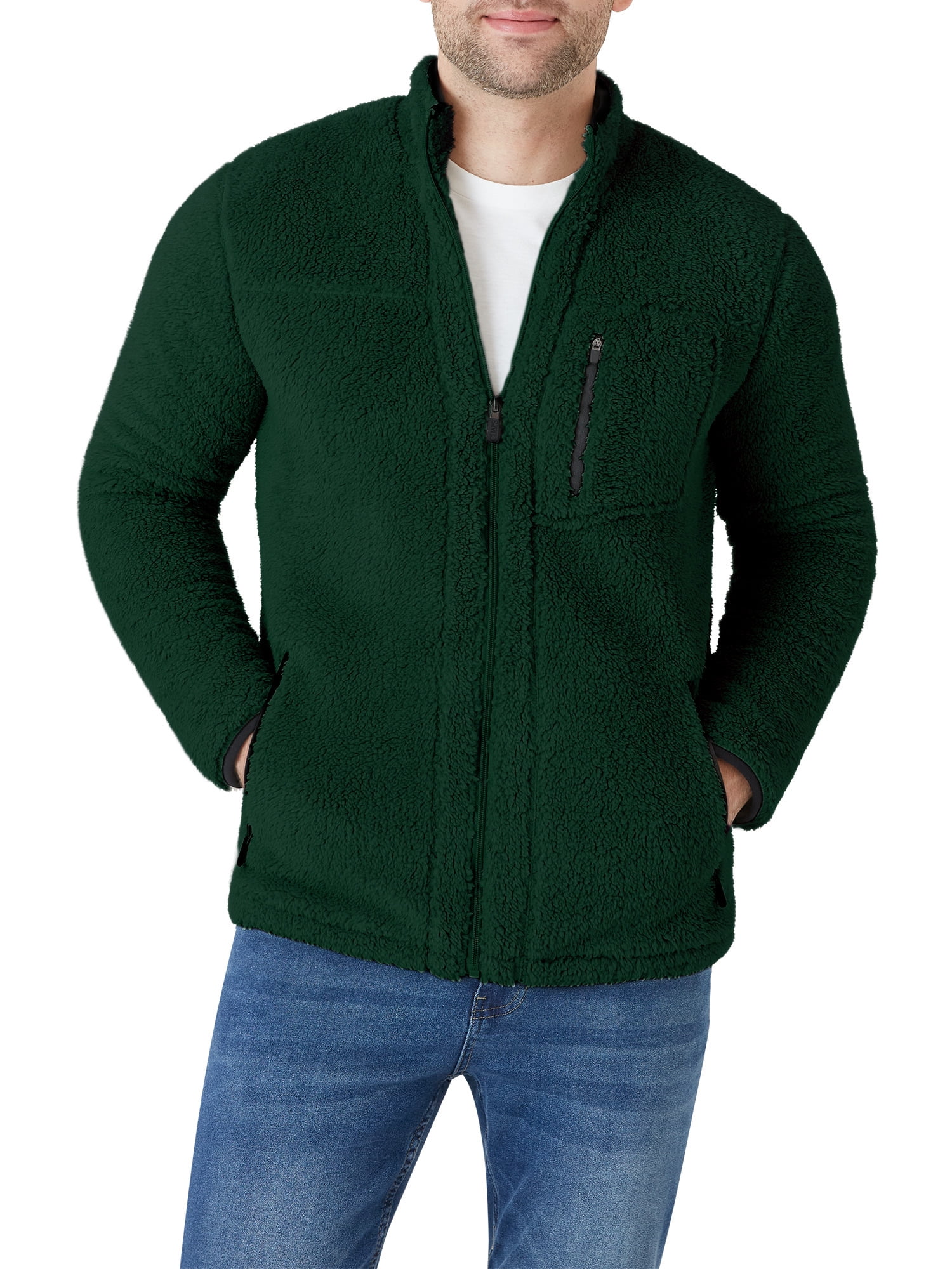 Chaps Men's Full Zip Mock Neck Sherpa - Sizes XS up to 4XB - Walmart.com