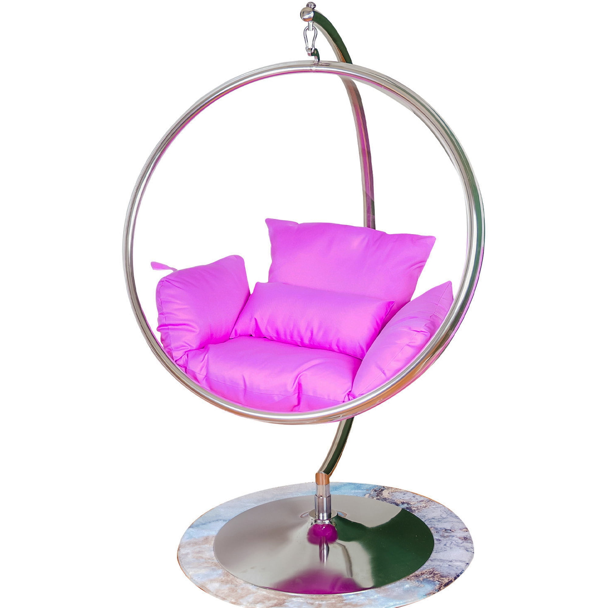 SK CHUMRA Bubble Chair Acrylic Swing with Stand, Cushion, Chrome and ...