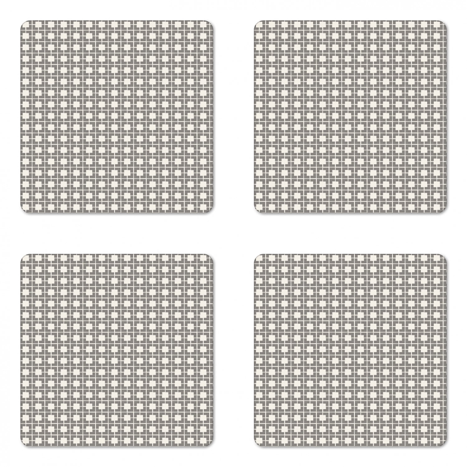 Modern Coaster Set of 4, Contemporary Lattice Structure Bars in Square ...