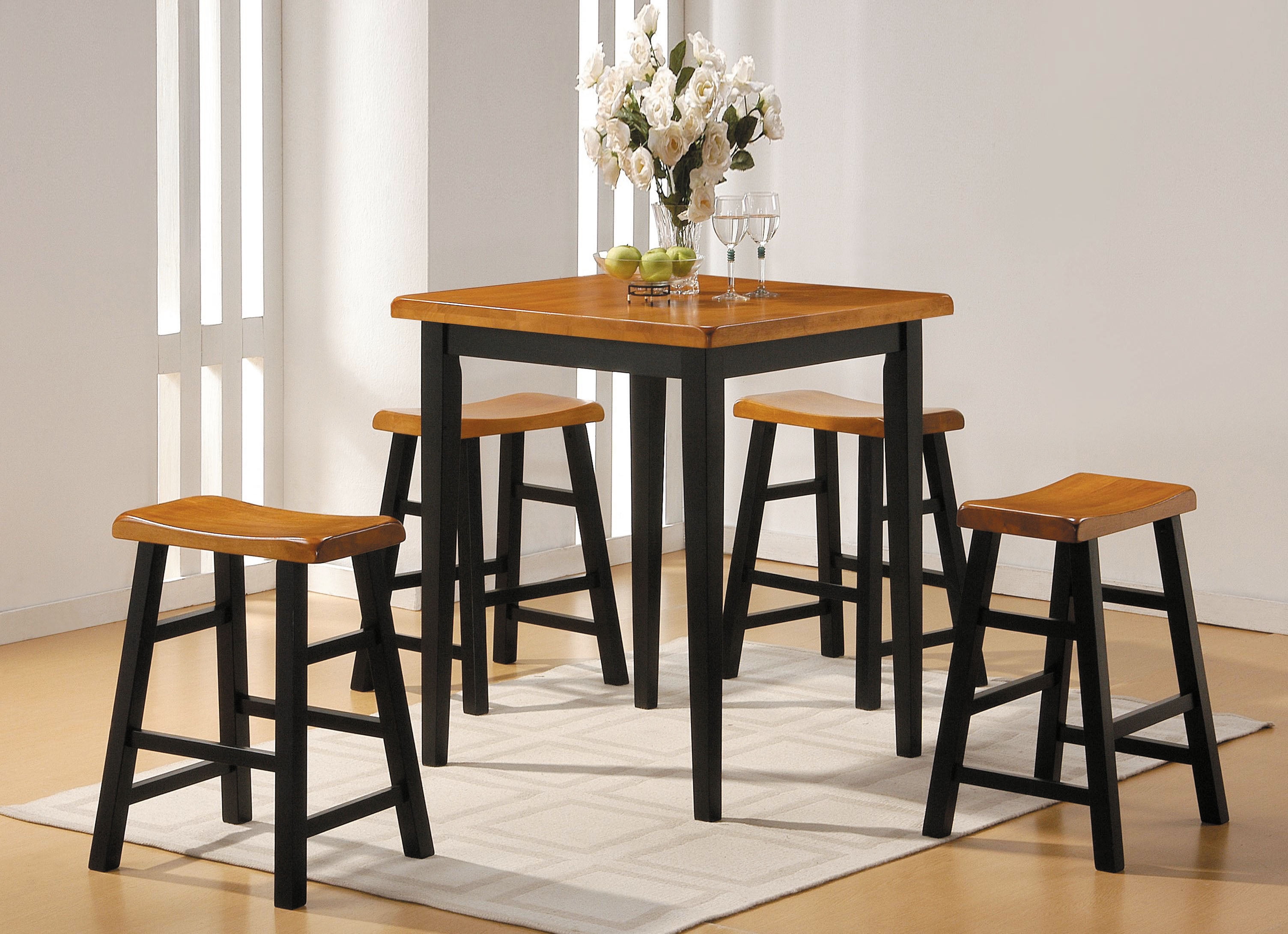 Gaucho 5 Piece Pack Counter Height Set, Oak & Black - Walmart.com