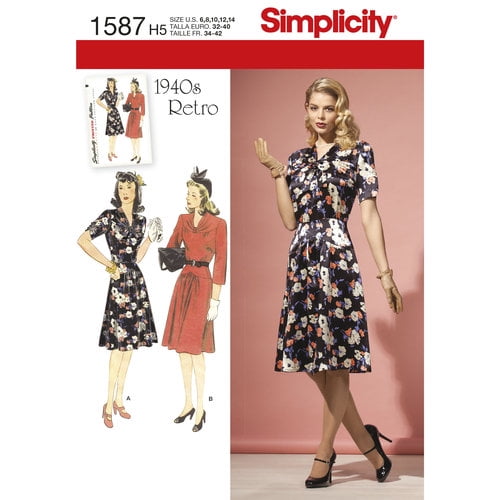 Simplicity Misses' & Miss Petite Size 6-14 1940's Vintage Dress Pattern ...