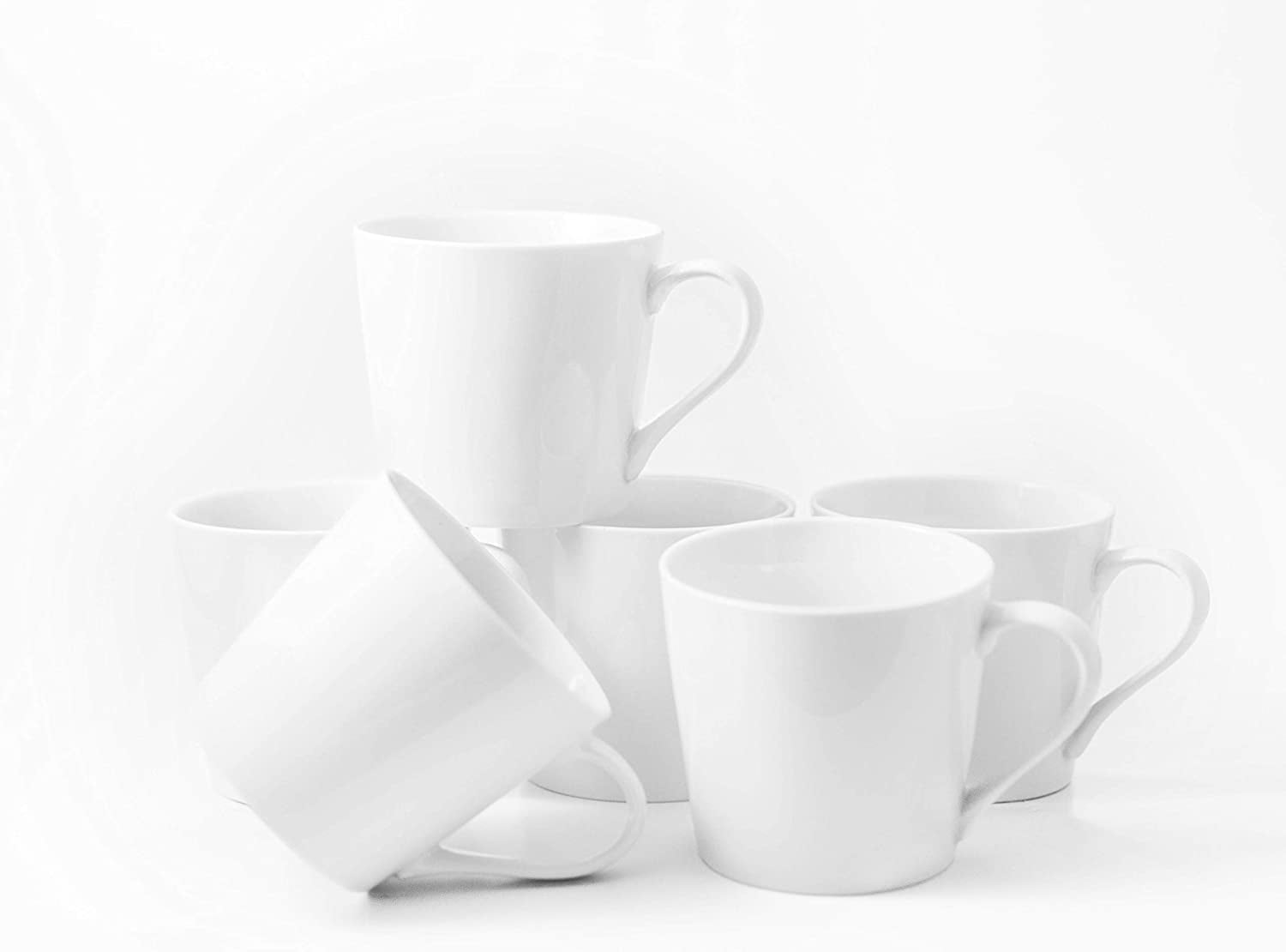 Amuse- Professional Porcelain Bistro Latte Mugs- Set of 6- 14 oz ...