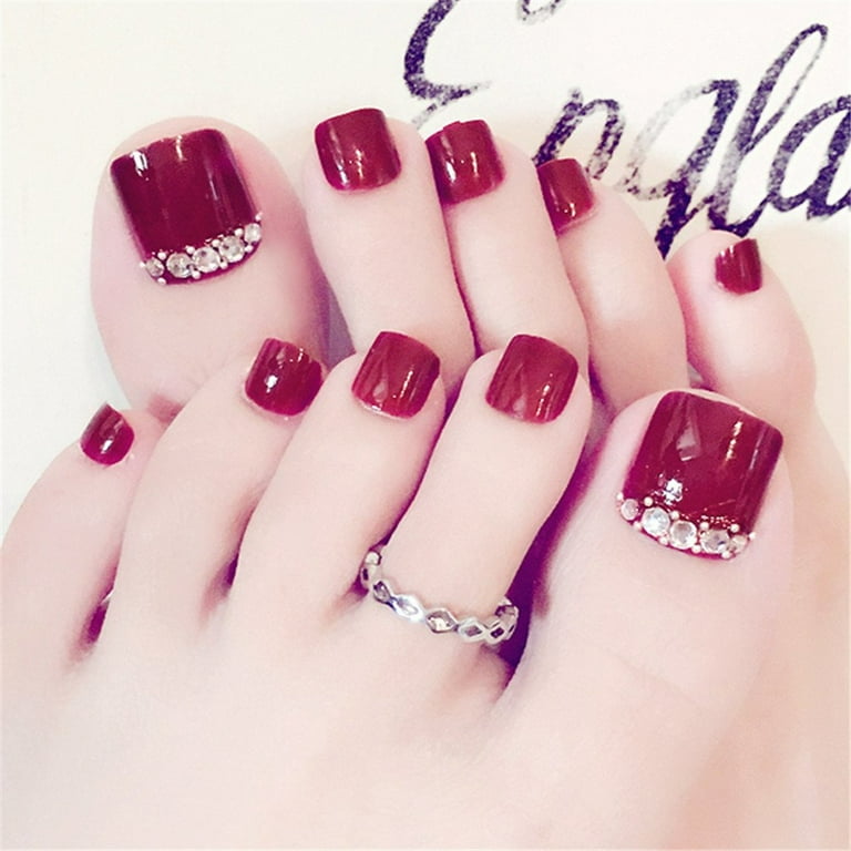 Red And Silver Toe Nail Designs
