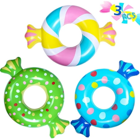 Parentswell Candy Pool Floats, 3Pack Inflatable Pool Float Swimming ...