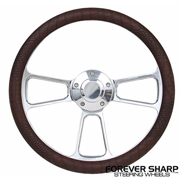 Jeep Chevy Gm Alligator Brown Chrome Aluminum Steering Wheel W/ Billet ...