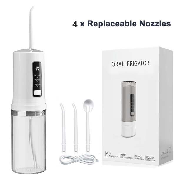 Travel Electric Dental Flosser 4 Nozzles 3 Speeds Portable Water Jet ...