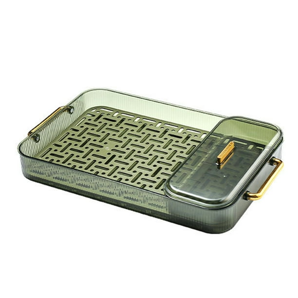Double Layer Water Drainage Tea Tray with 2 Handle Decorative ...
