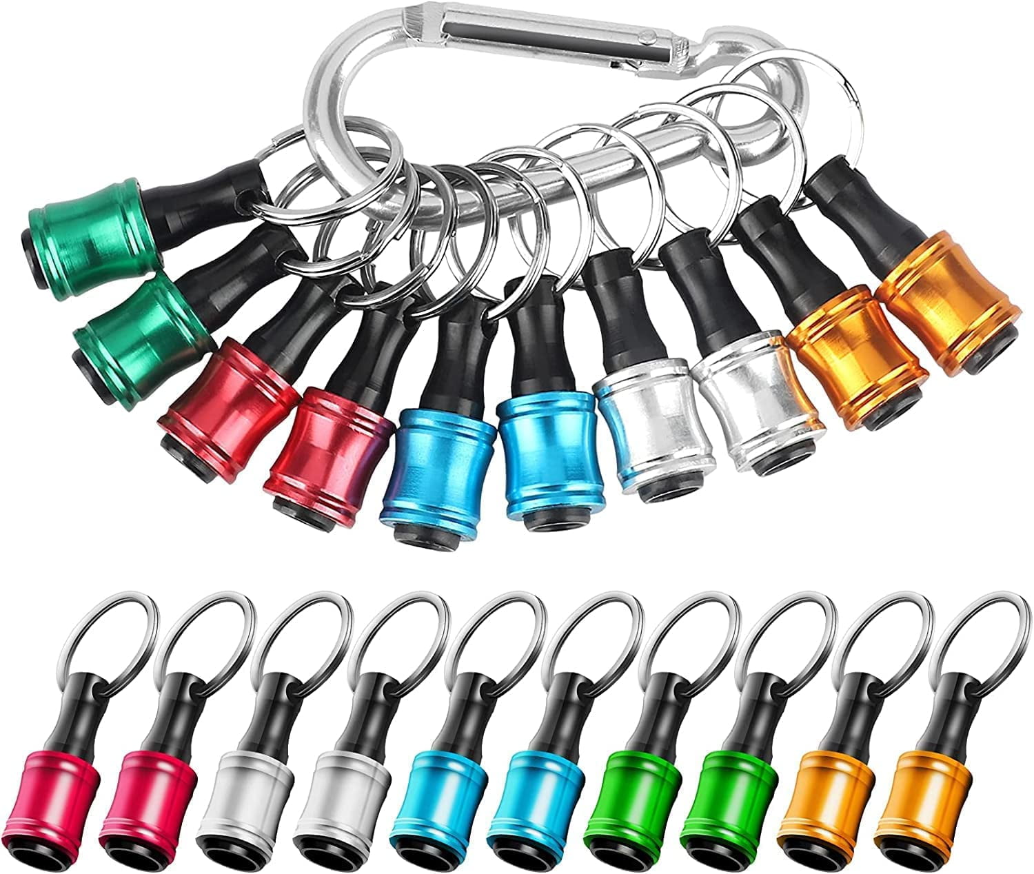 10PCS 1/4 Inch Hex Shank Screwdriver Bits Holder Extension Bar Keychain ...