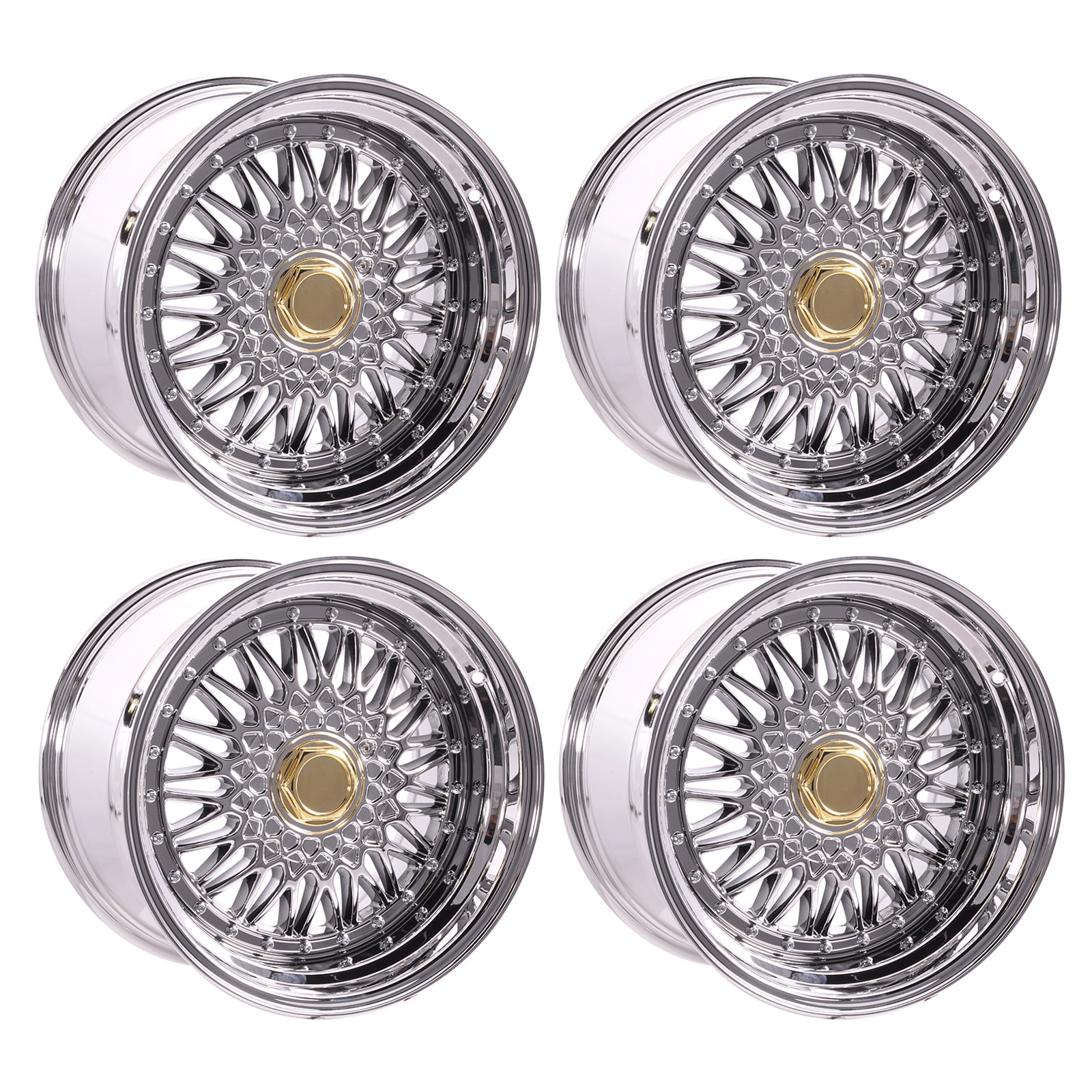 Ikon Motorsports (4) 17X10 +25 5X100 / 5X114.3 Step Lip Deep Dish Mesh ...