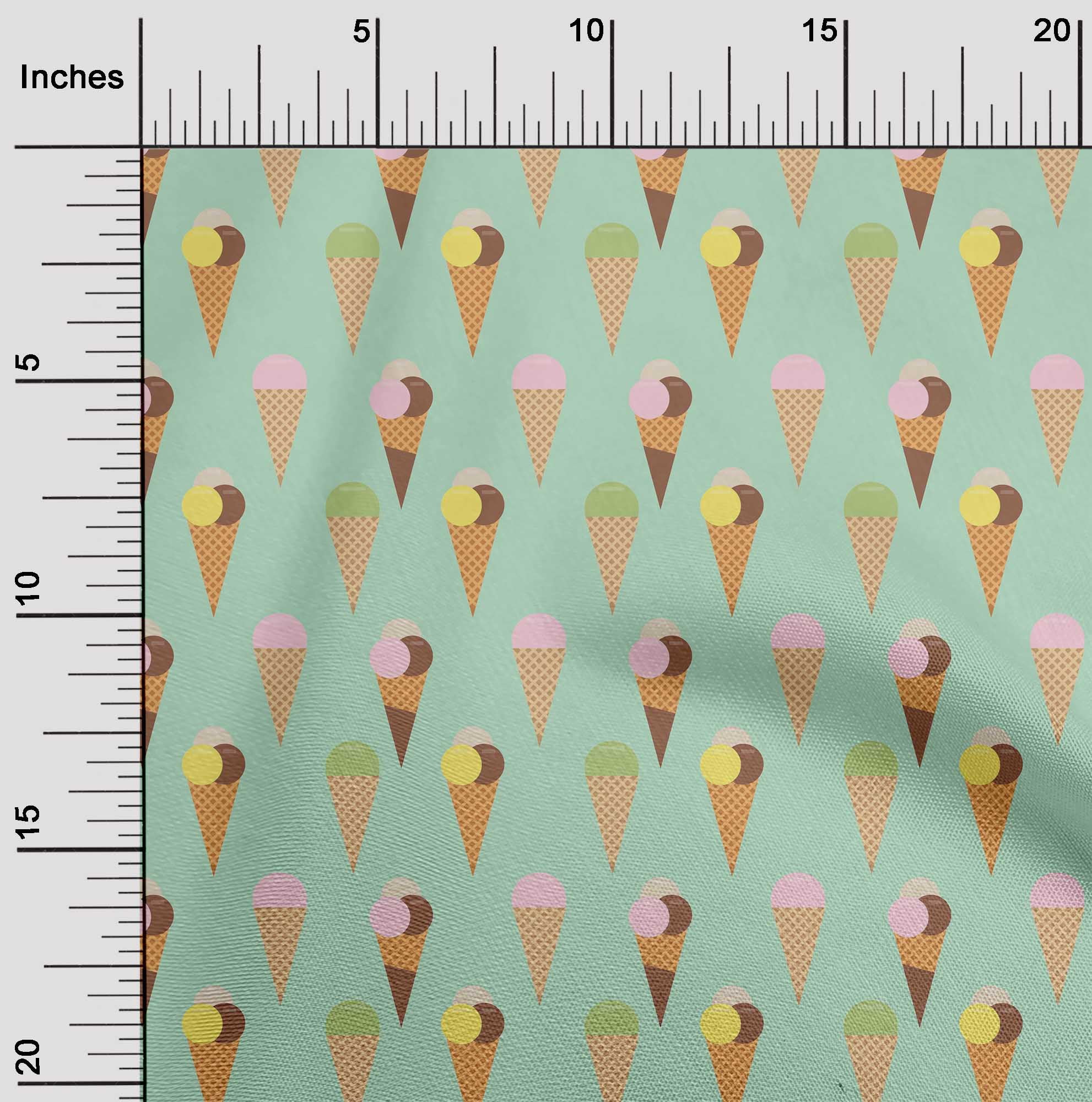oneOone Cotton Poplin Light Mint Green Fabric Ice Cream Food Quilting ...
