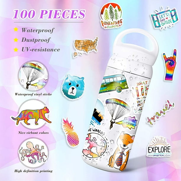 100 Pieces Cute Adventure Travel Stickers Waterproof Outdoor Travel ...