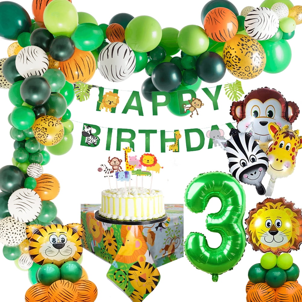 BIRLON 3 Year Old Boy Birthday Decorations, Boy 3rd Jungle Safari ...