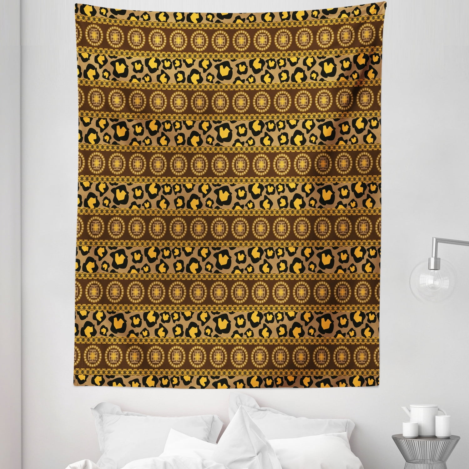 African Tapestry, Traditional Ornament Striped Pattern Leopard Skin Art ...