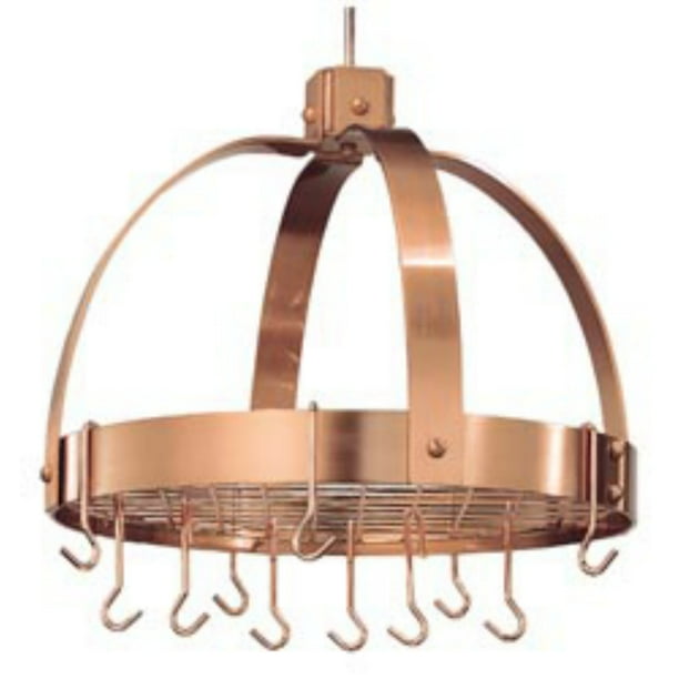 Satin Copper Dome Hanging Pot Rack with Grid & 16 Hooks - Walmart.com